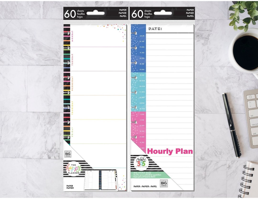 BIG Happy Planner Half Page Note Refill Pack - Hourly/this Week’s Goals ...