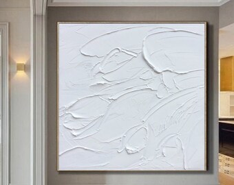 Large Abstract White Painting,white 3D Textured Painting, White Acrylic ...