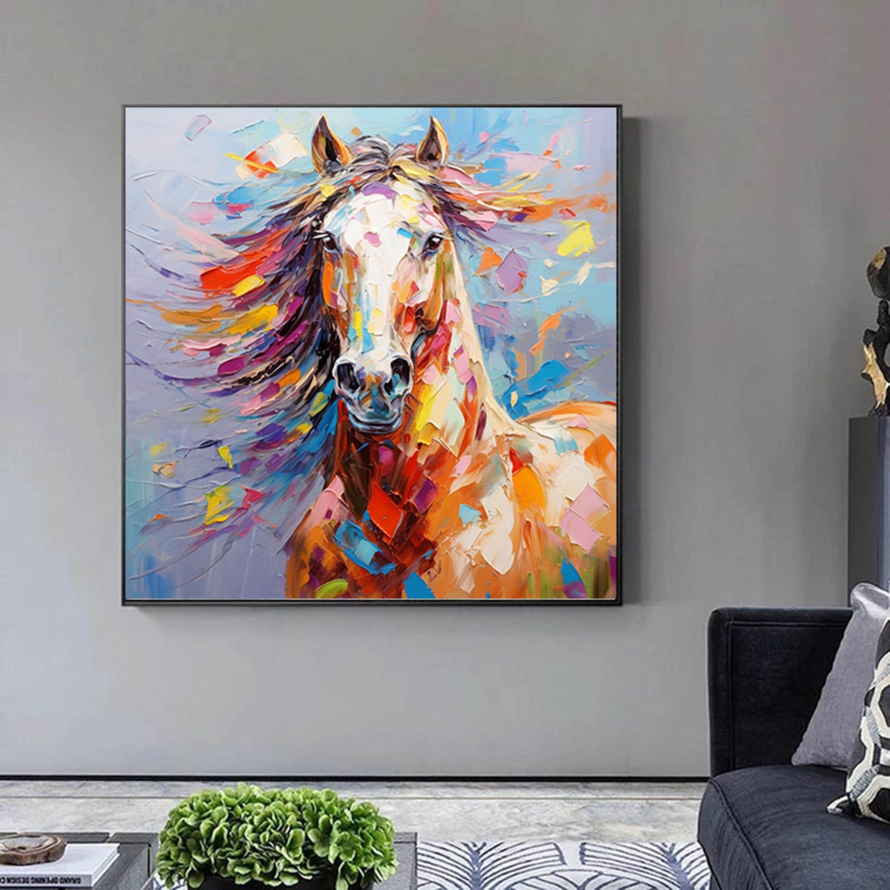 Abstract Horse Wall Art,animal Abstract Painting on Canvas,extra Large ...