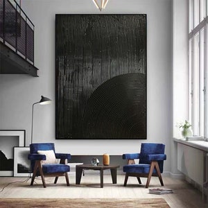 Pure Black Abstract Art Black 3D Textured Painting Black Wall Art Black ...