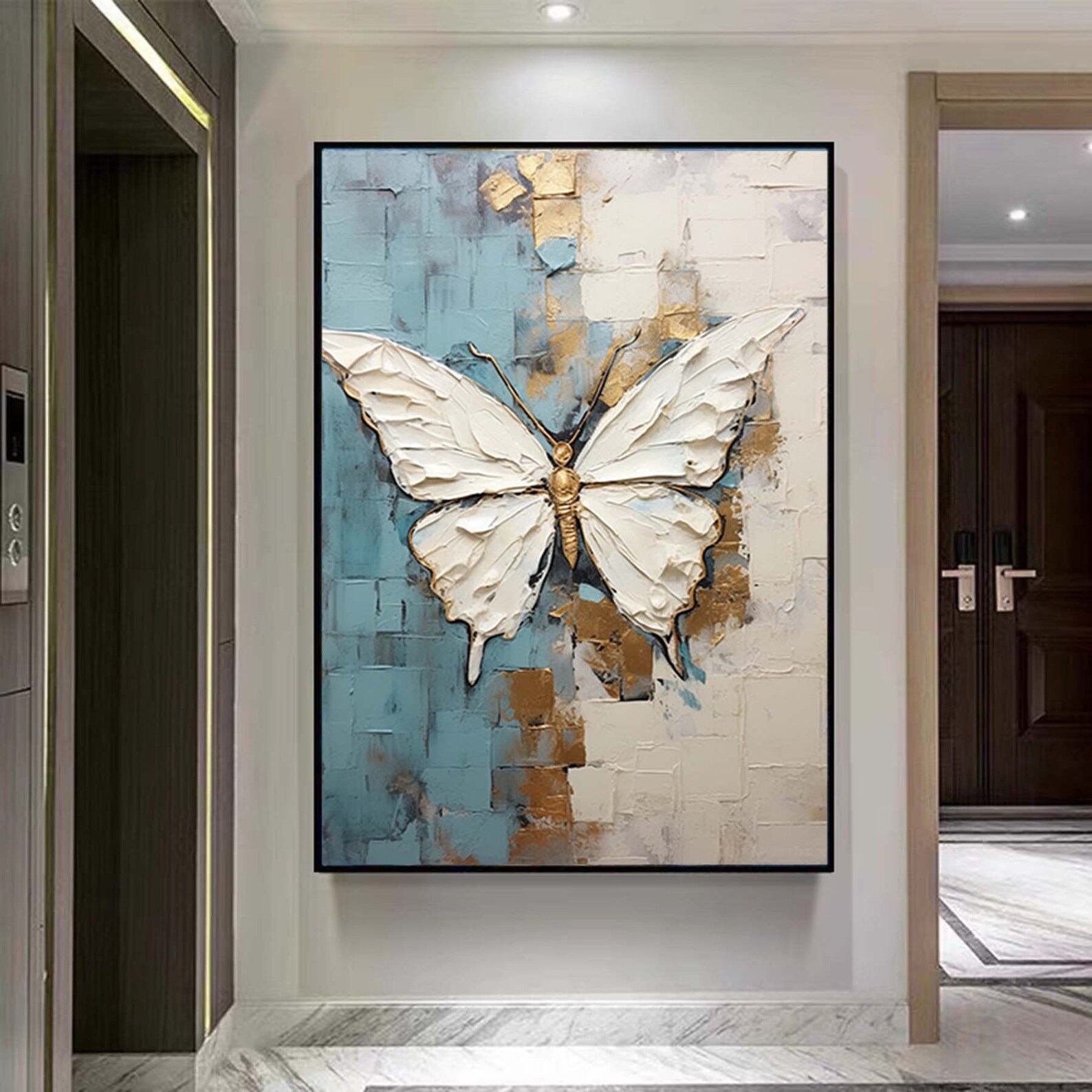 Butterfly Abstract Painting,textured Wall Art,minimalist Abstract ...