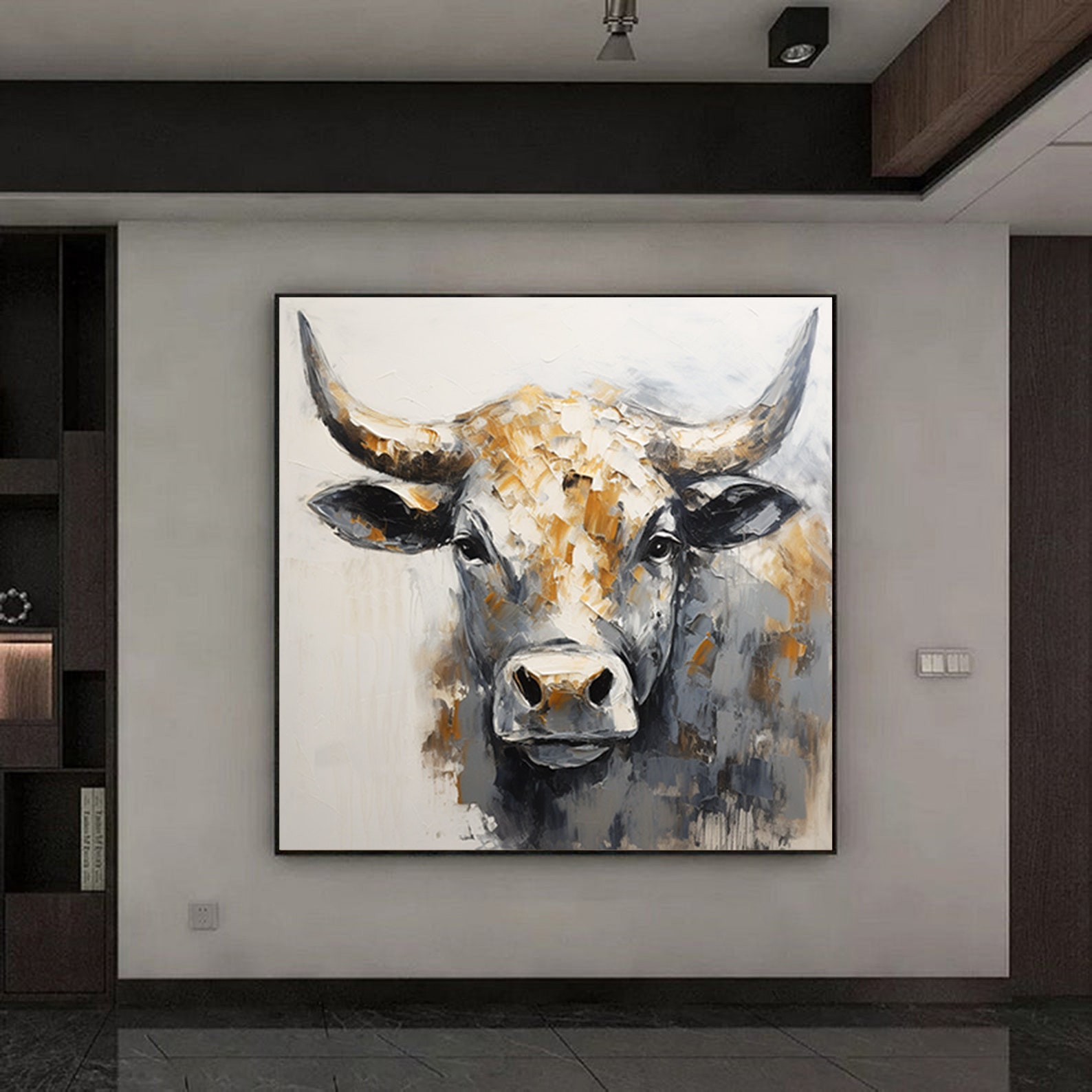 Original Bull Artwork,running Bull Painting on Canvas,extra Large ...