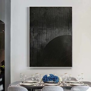 Pure Black Abstract Art Black 3D Textured Painting Black Wall Art Black ...