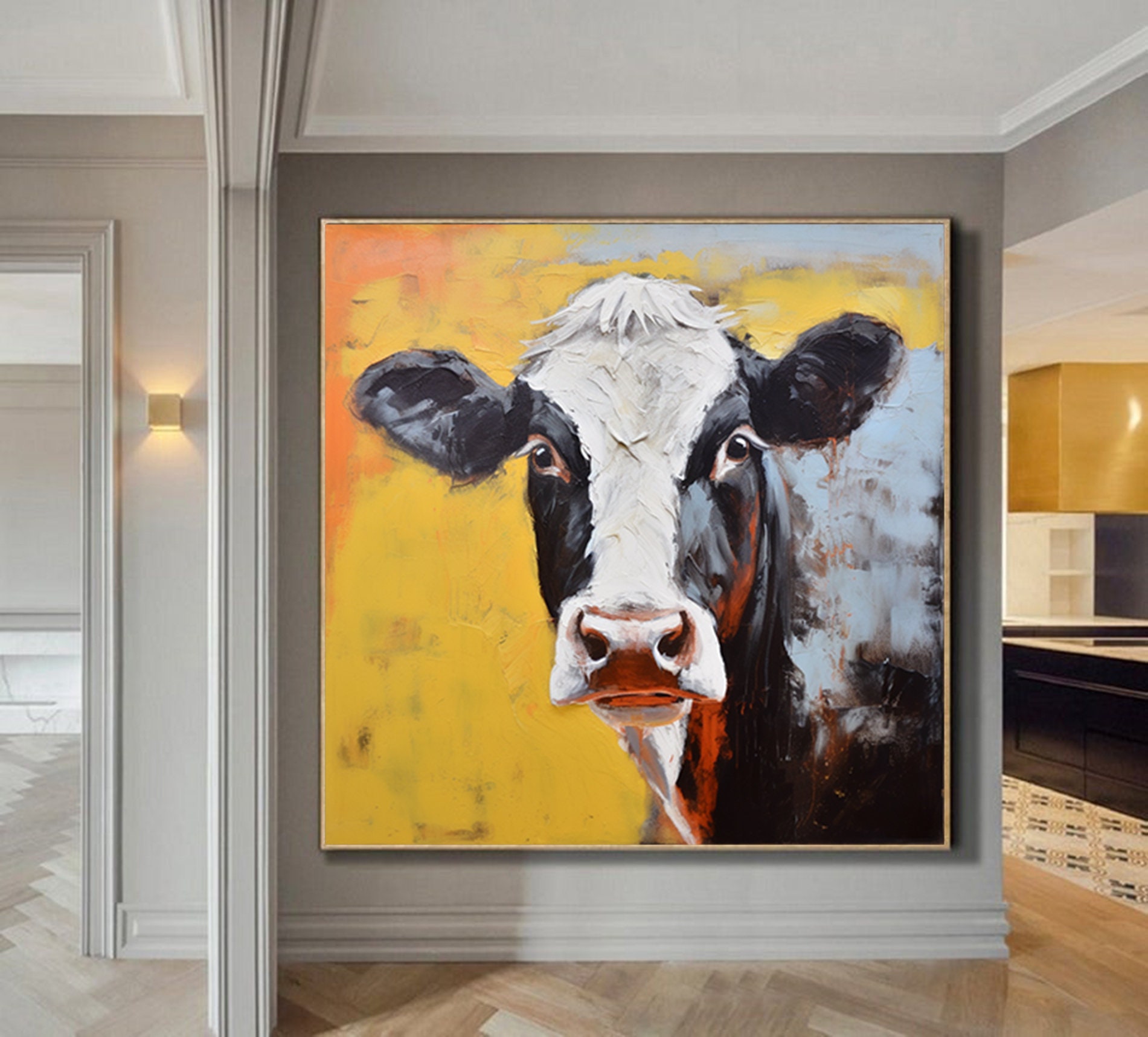 Abstract Original Cow Artwork,cow Painting on Canvas,extra Large ...