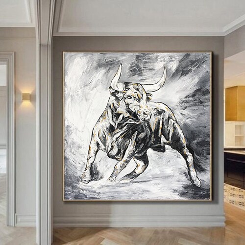 Abstract Bull Oil Painting on Canvas Large Original Bull - Etsy