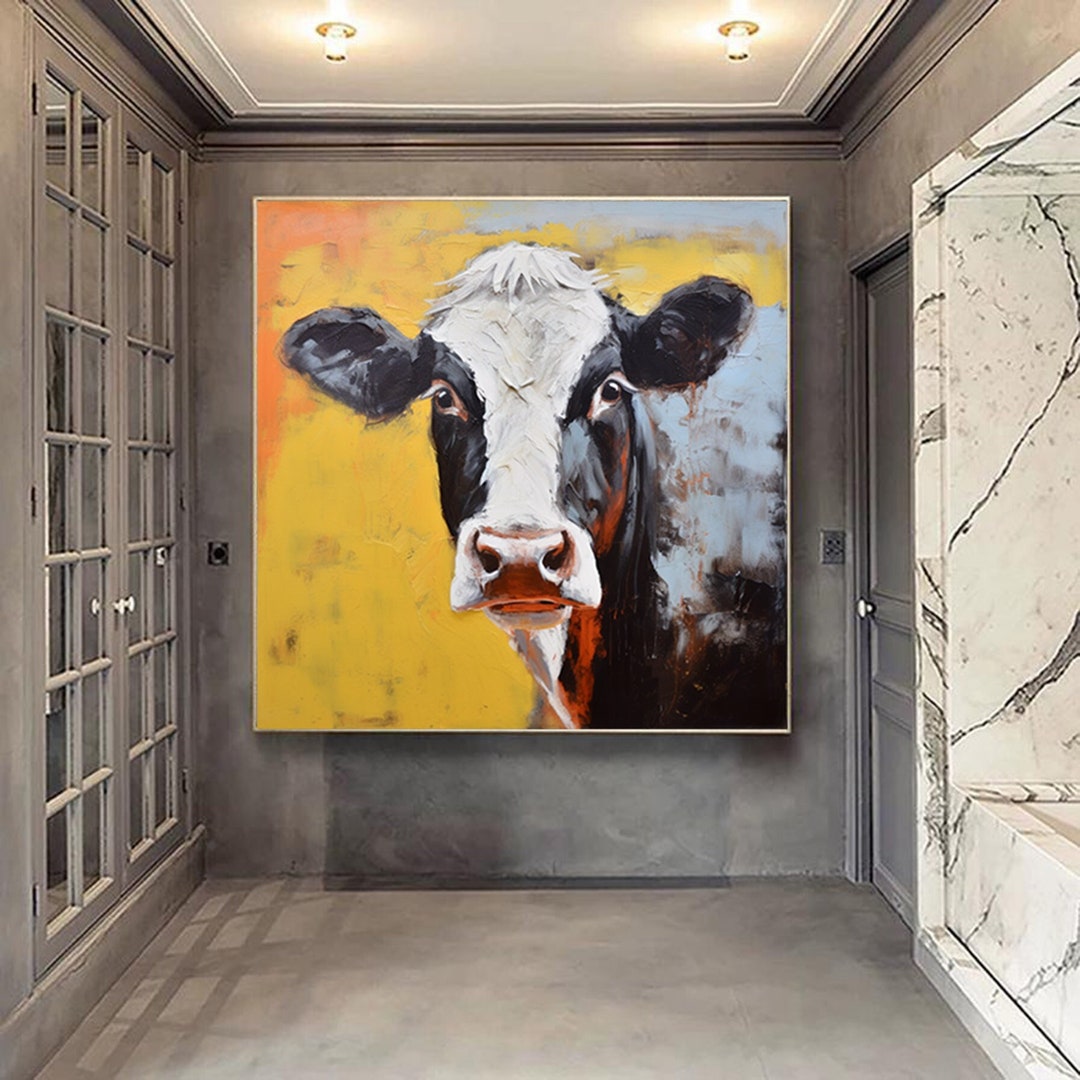 Abstract Original Cow Artwork,cow Painting on Canvas,extra Large ...