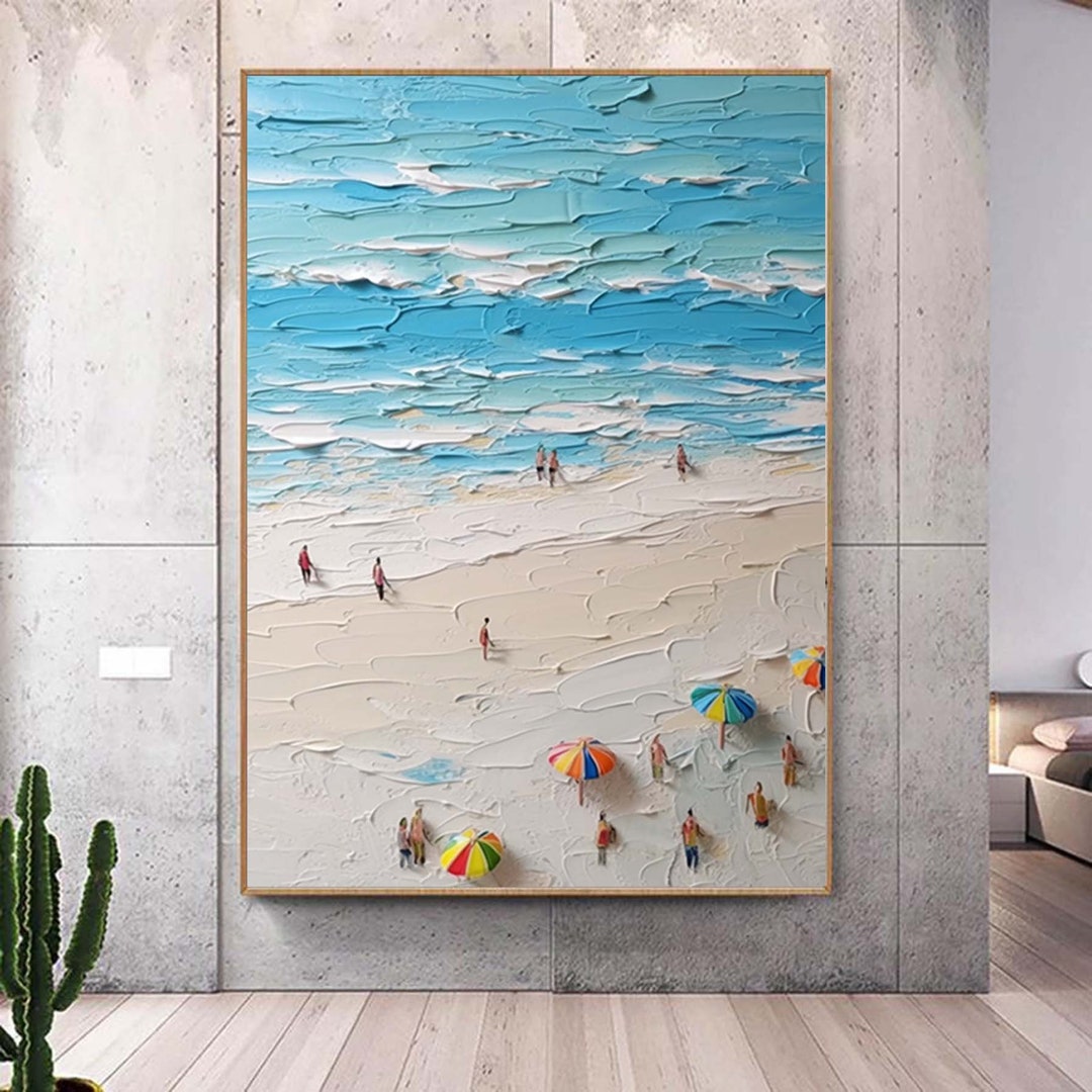 Original Abstract Seascape Canvas Oil Painting,heavy Textured Summer ...