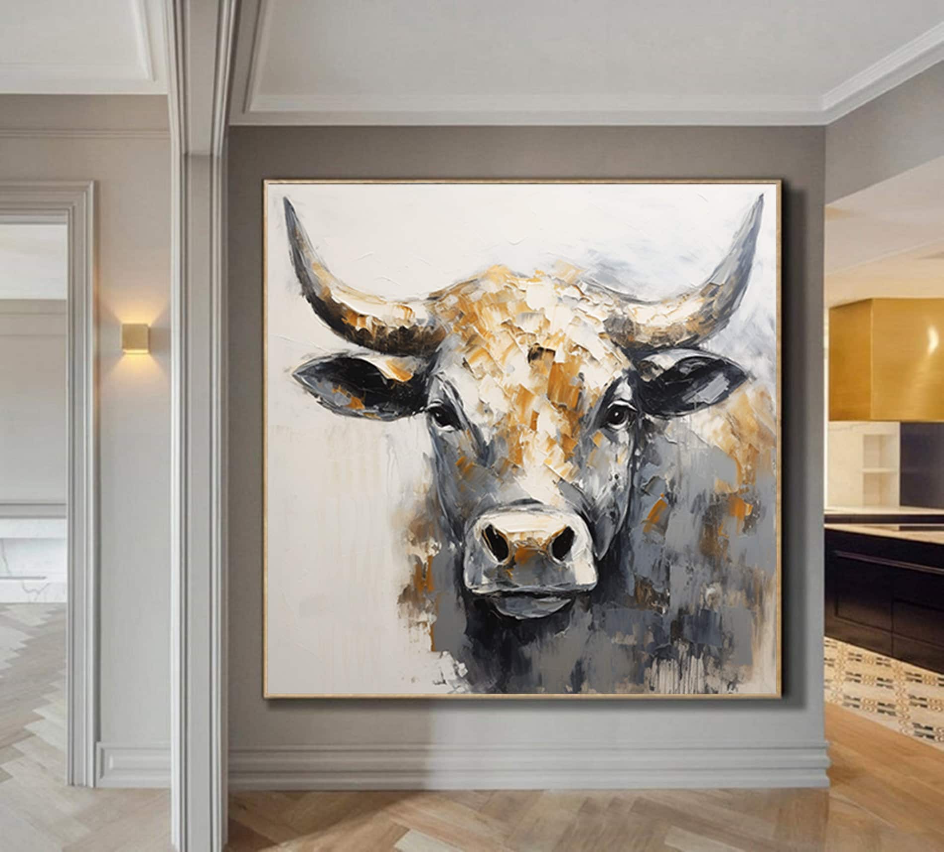Original Bull Artworkrunning Bull Painting on Canvasextra - Etsy