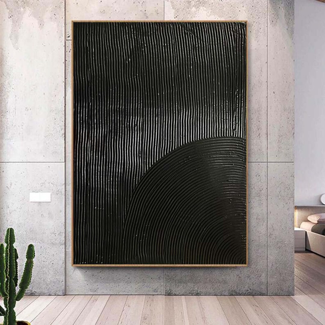 Pure Black Abstract Art Black 3D Textured Painting Black Wall - Etsy