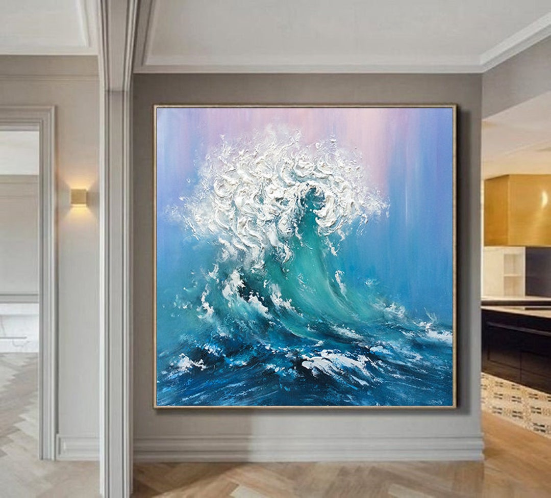 Abstract Ocean Waves Painting,original Sea Abstract Oil Painting,white ...