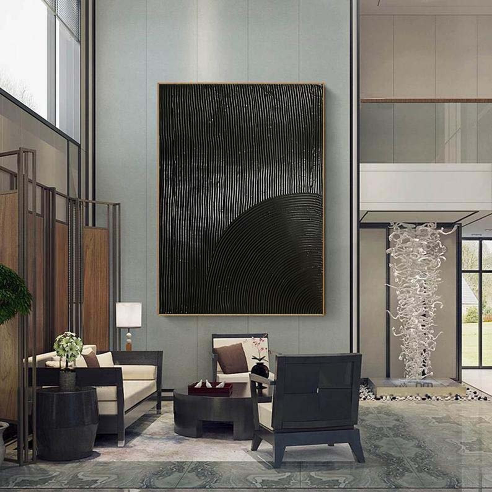 Pure Black Abstract Art Black 3D Textured Painting Black Wall - Etsy