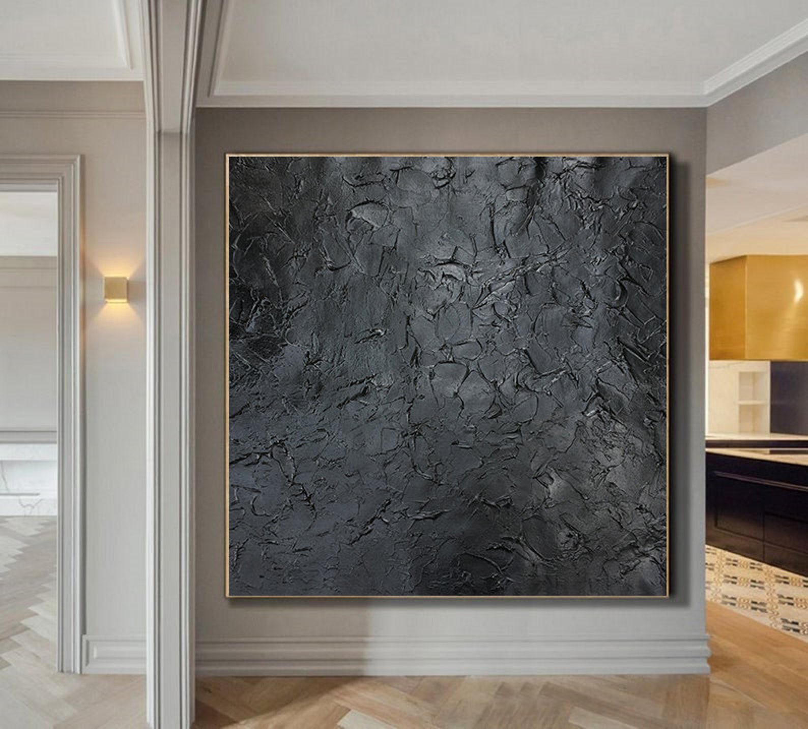 Pure Black Art in Huge Sizeslarge Abstract Paintingoriginal - Etsy