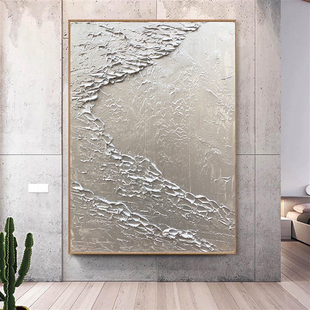 Seawaves Painting,large Silver 3D Textured Paintings,abstract Silver ...