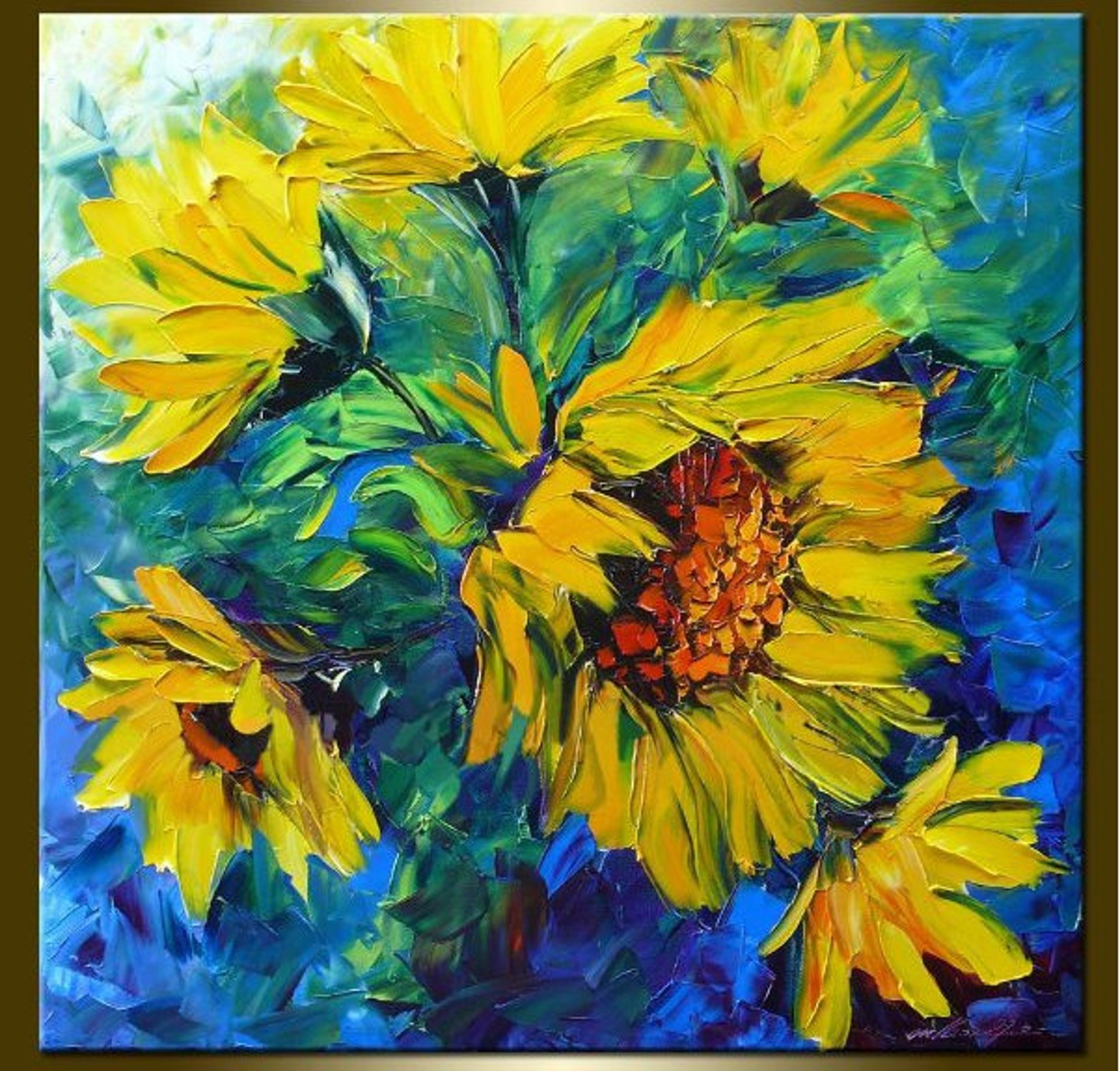 Original Impressionism Floral Oil Painting:sunflowers - Etsy
