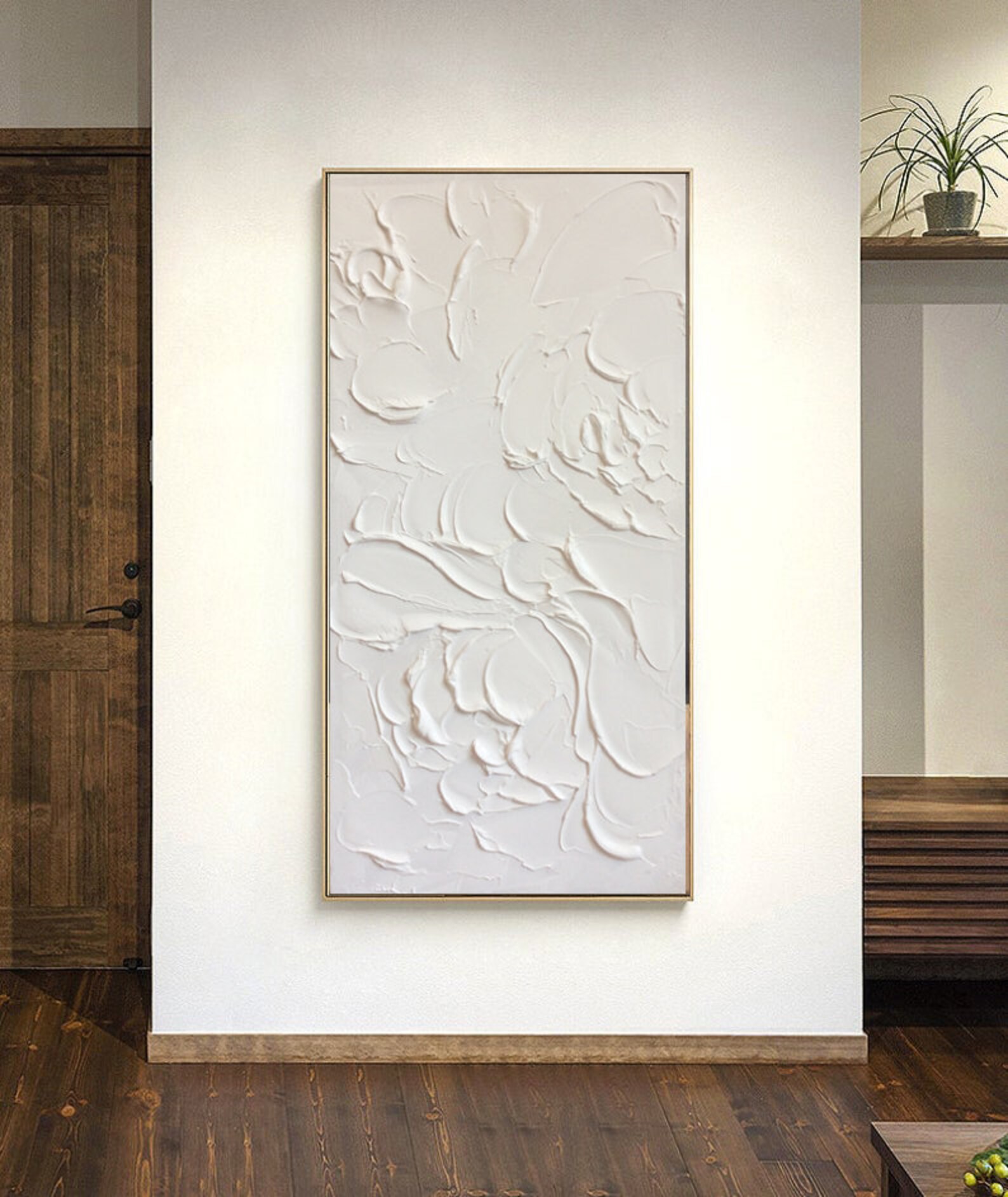 Large Abstract White Painting White Floral Paintings White - Etsy