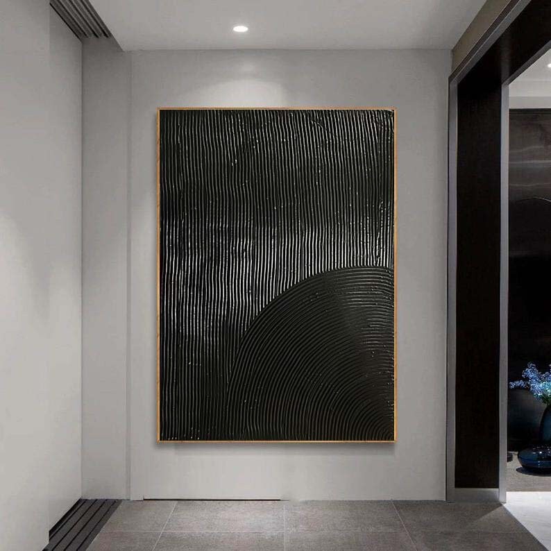 Pure Black Abstract Art Black 3D Textured Painting Black Wall Art Black ...