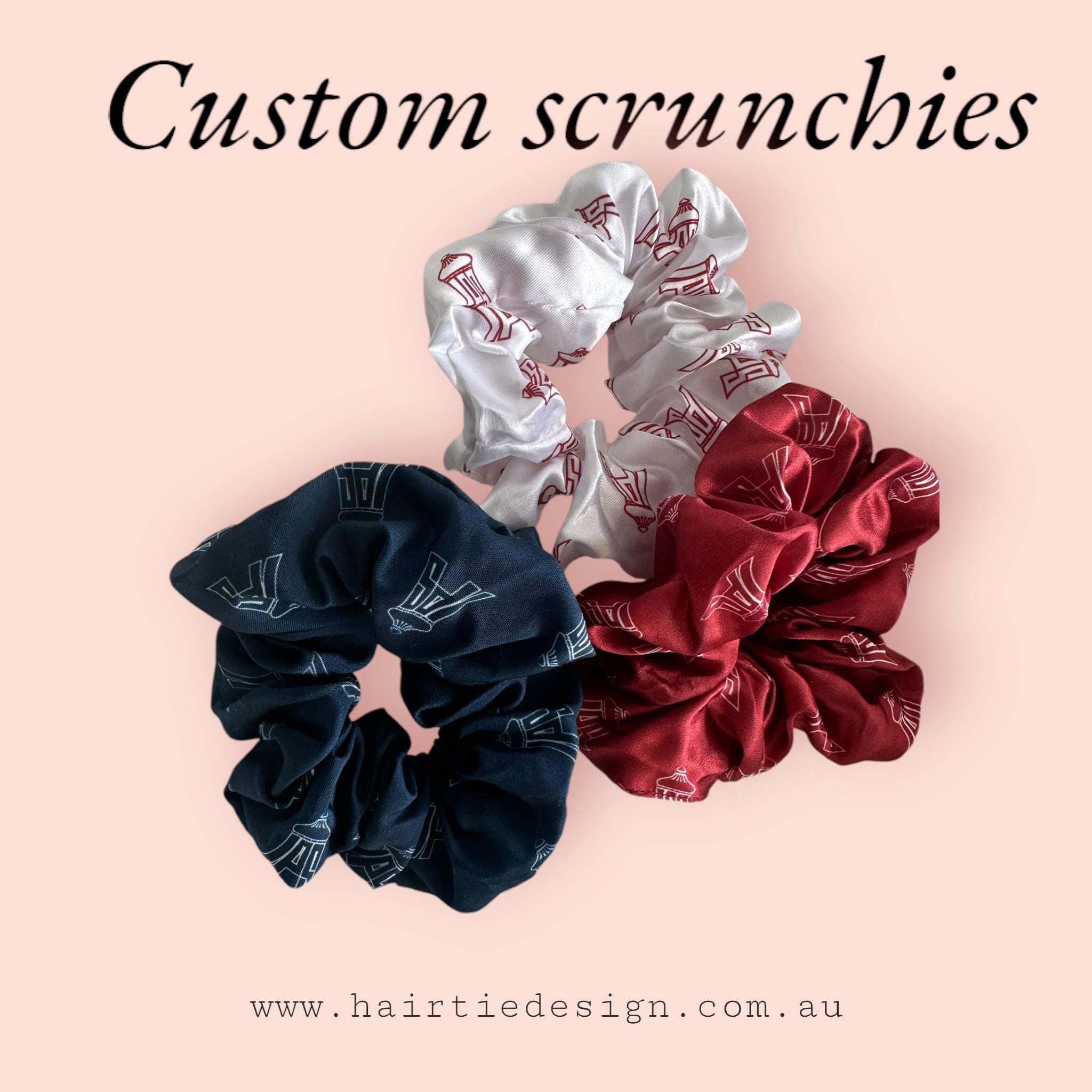 Custom Hair Scrunchies W/ Brand Label| Promotional Scrunchies | Branded ...