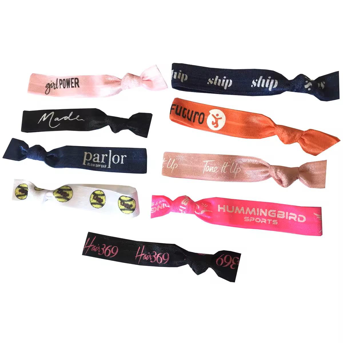 Custom Hair Ties | Logo Branded Hair Elastic | Sport Team Hair Tie ...