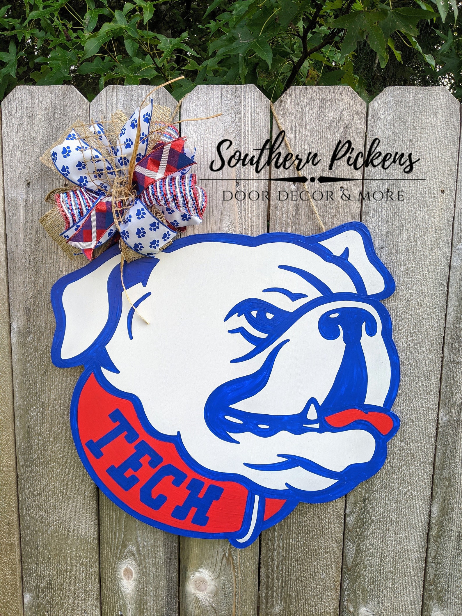Louisiana Tech Door Hanger| Louisiana Tech Bulldog White Head Door ...