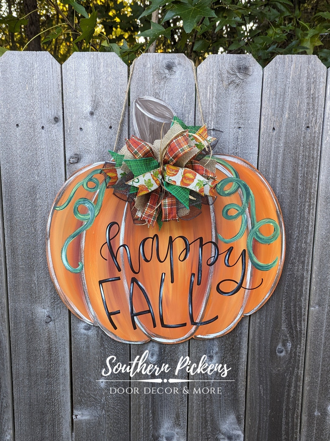 Pumpkin Door Hanger | Happy Fall Door Hanger | Fall Pumpkin Door Hanger ...