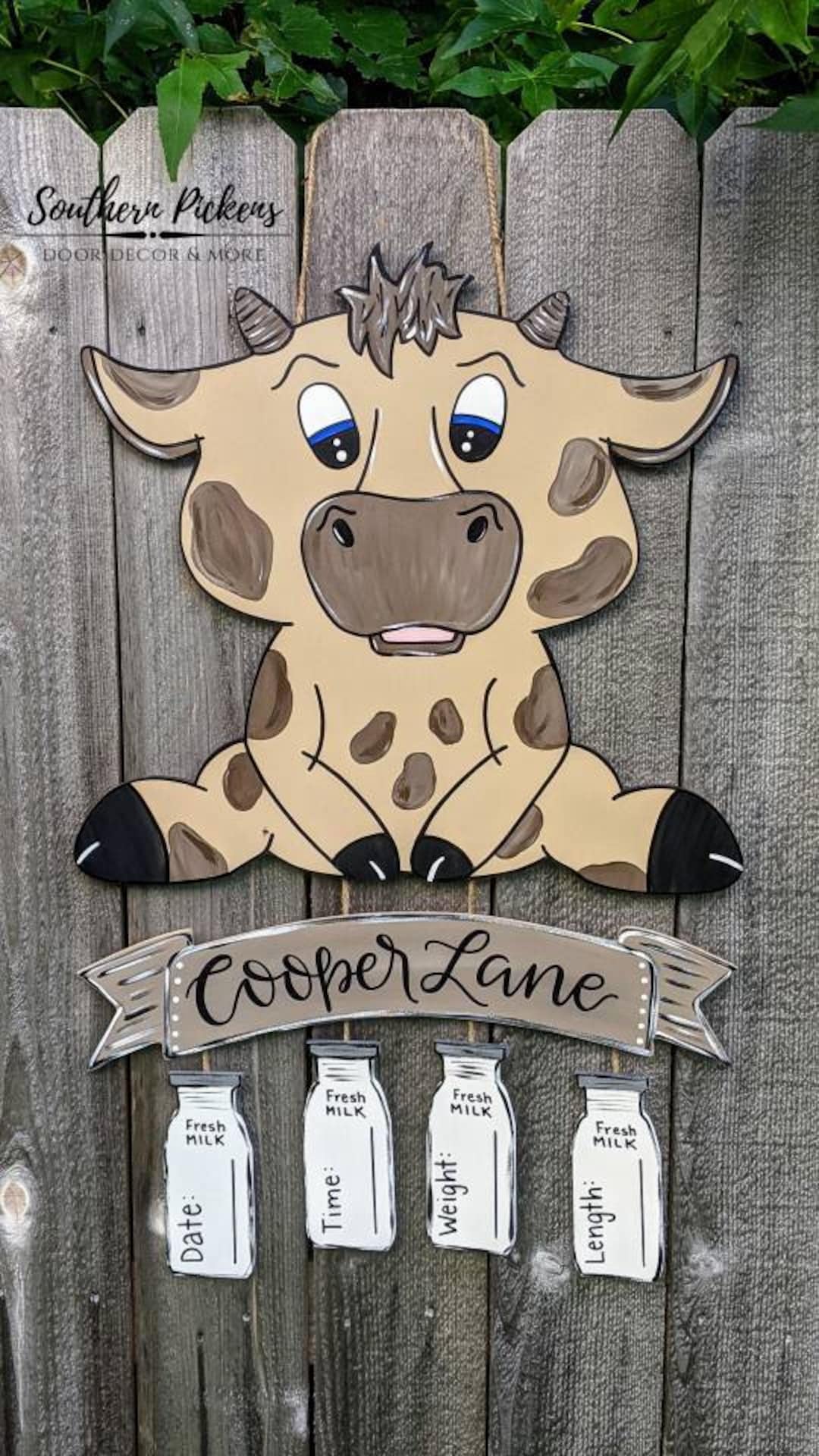 Cow Bull Calf Hospital Baby Door Hanger, Cowboy Nursery, Hospital ...
