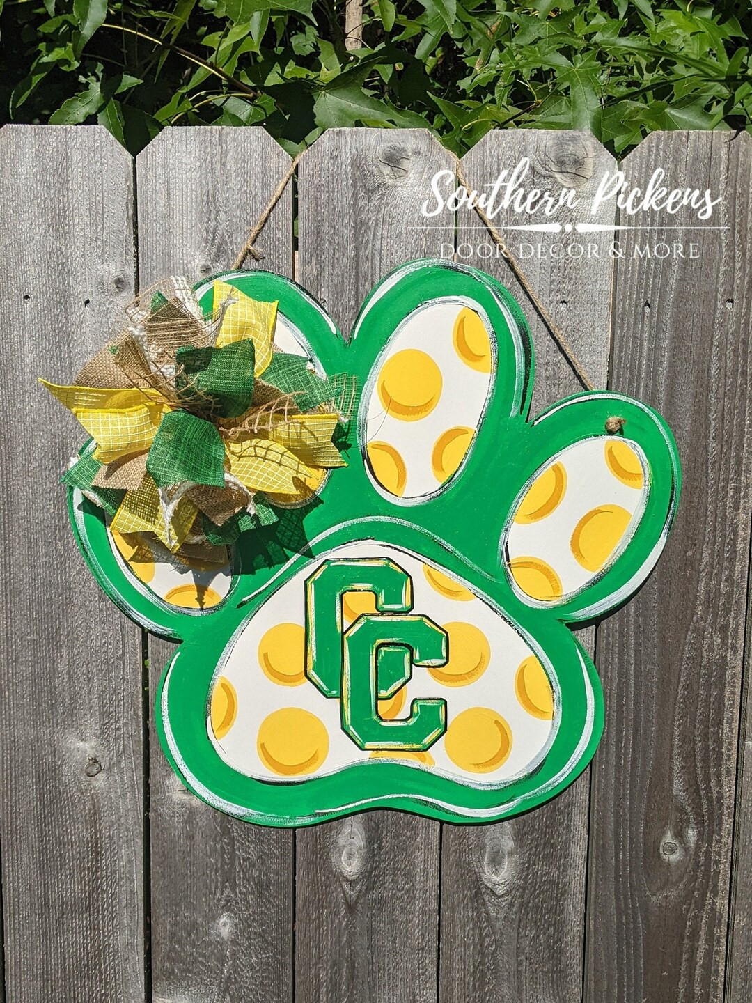 Paw Print School Pride, Wide Paw Door Hanger, Mascot Door Hanger ...