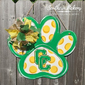 Paw Print School Pride, Wide Paw Door Hanger, Mascot Door Hanger ...