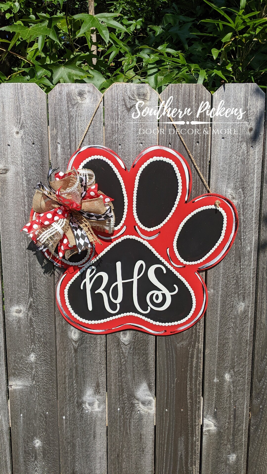 Paw Print School Pride, Wide Paw Door Hanger, Mascot Door Hanger ...