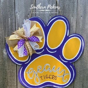 Paw Print School Pride, Wide Paw Door Hanger, Mascot Door Hanger ...