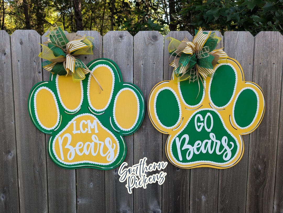 Paw Print School Pride, Wide Paw Door Hanger, Mascot Door Hanger ...