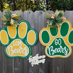 Paw Print School Pride, Wide Paw Door Hanger, Mascot Door Hanger ...