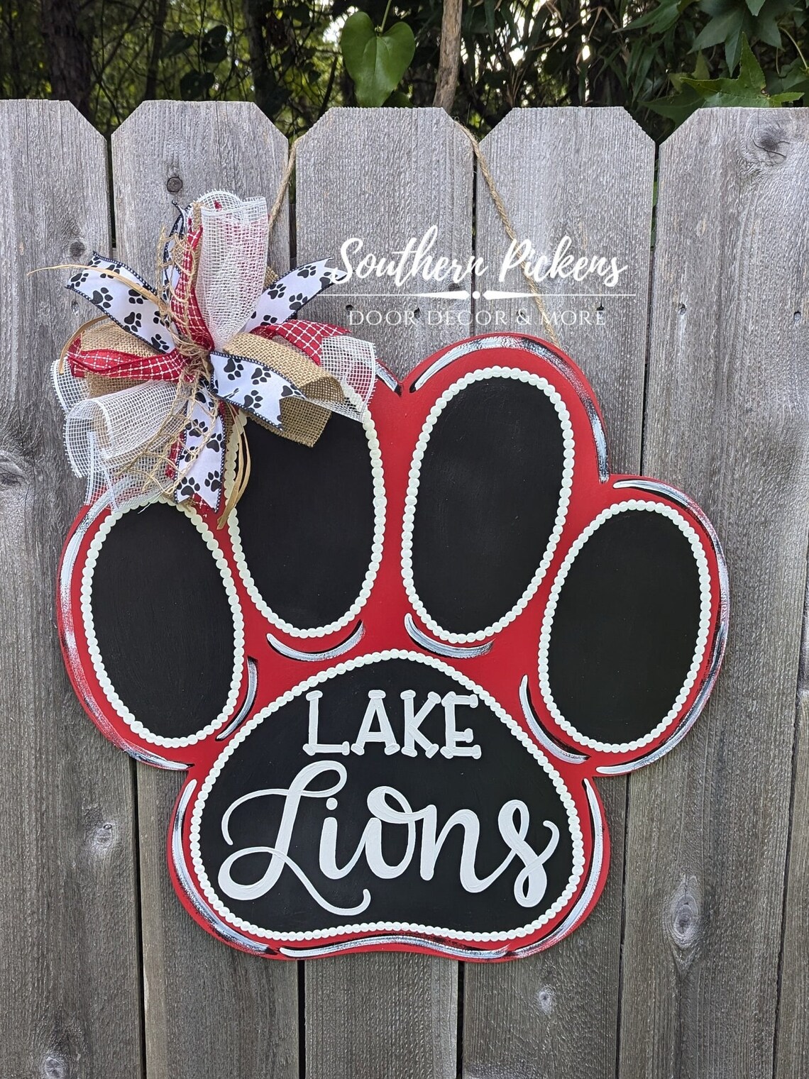 Paw Print School Pride, Wide Paw Door Hanger, Mascot Door Hanger ...