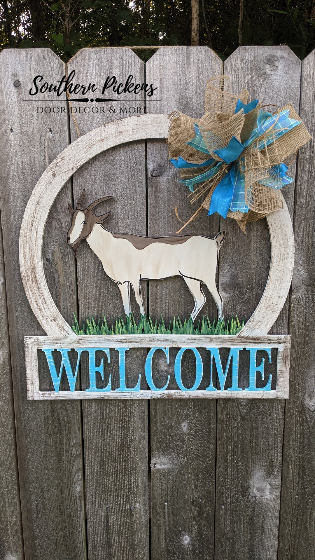 Goat Family Name/welcome Sign Door Hanger - Etsy