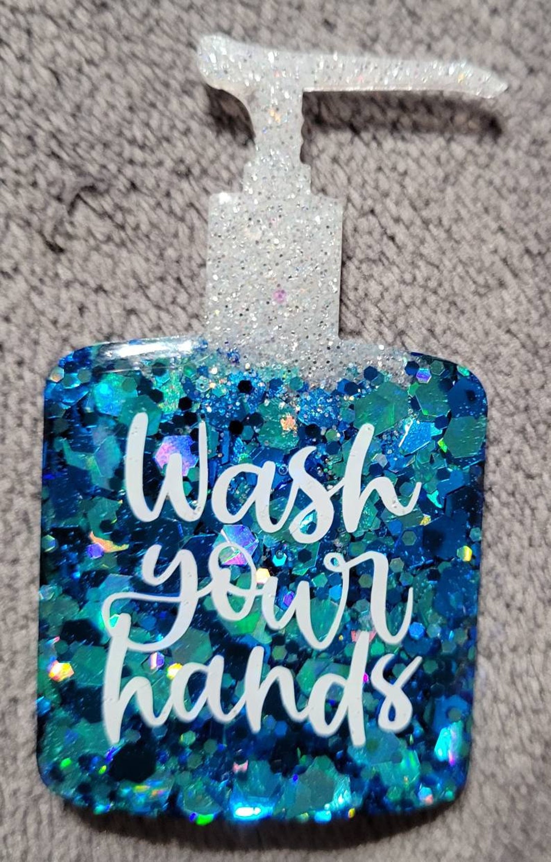 Blue Glitter Wash Your Hands Badge Holder - Etsy