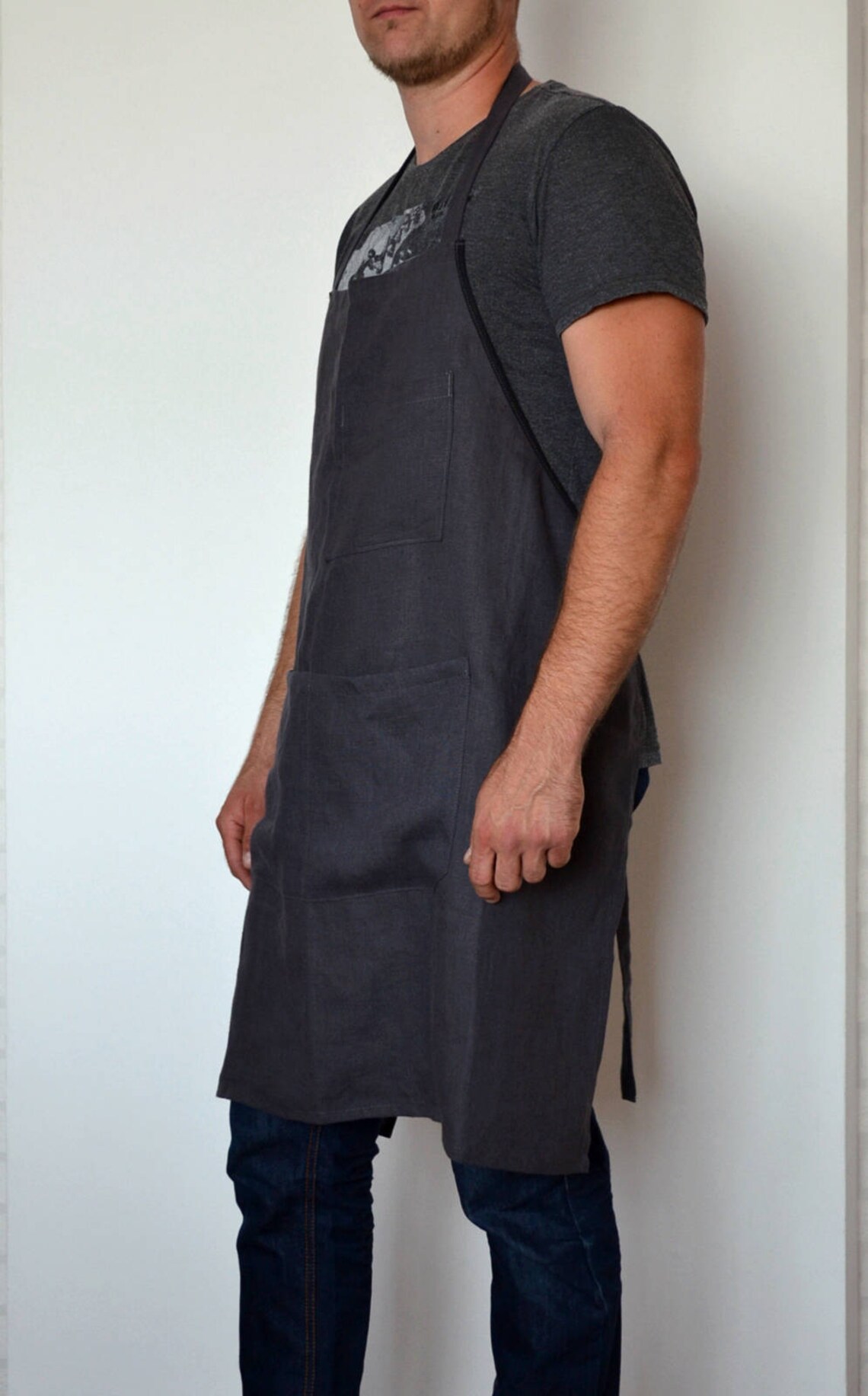 Mens Apron, Linen Men Apron, Linen Apron for Men, Cooking Apron, Apron ...