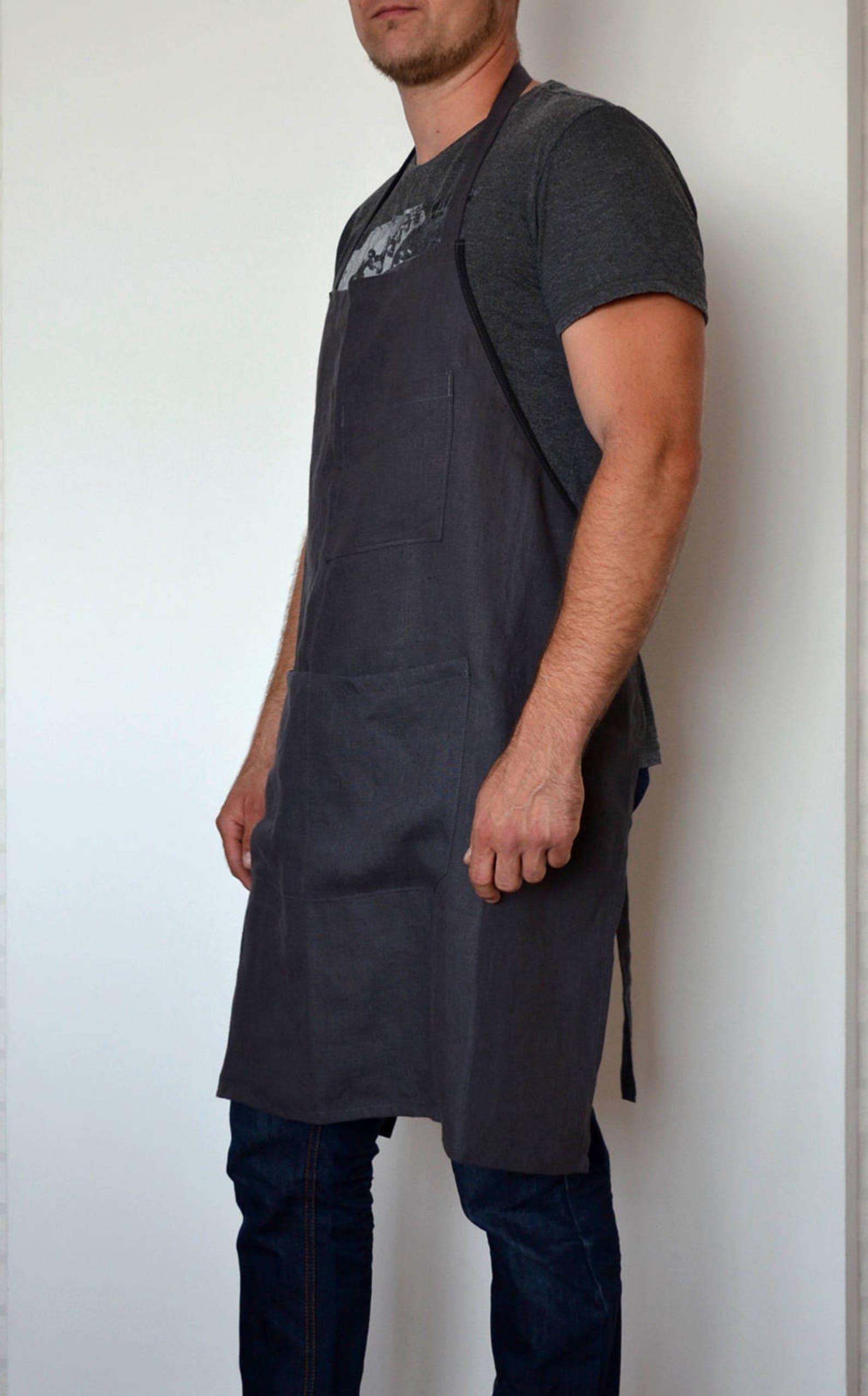 Mens Apron, Linen Men Apron, Linen Apron for Men, Cooking Apron, Apron ...