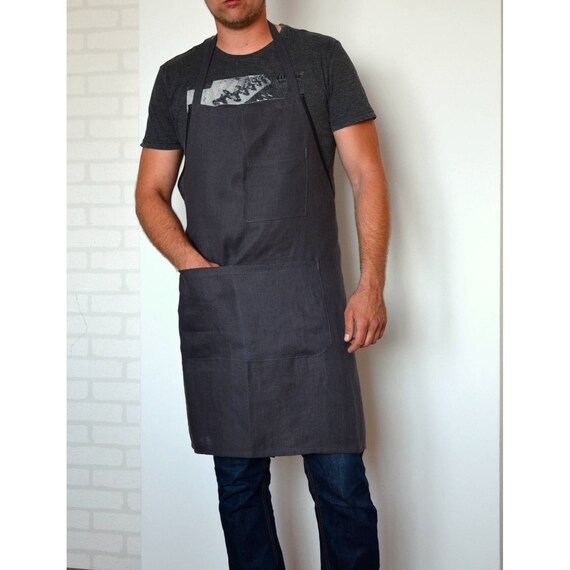 Mens Apron Linen Men Apron Linen Apron for Men Cooking | Etsy