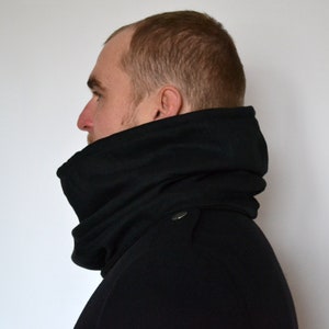 Men's cowl Men cowl fleece Black scarf Unisex cowl | Etsy