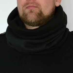 Men's Cowl, Men Cowl Fleece, Black Scarf, Unisex Cowl, Scarf Men, Mens ...
