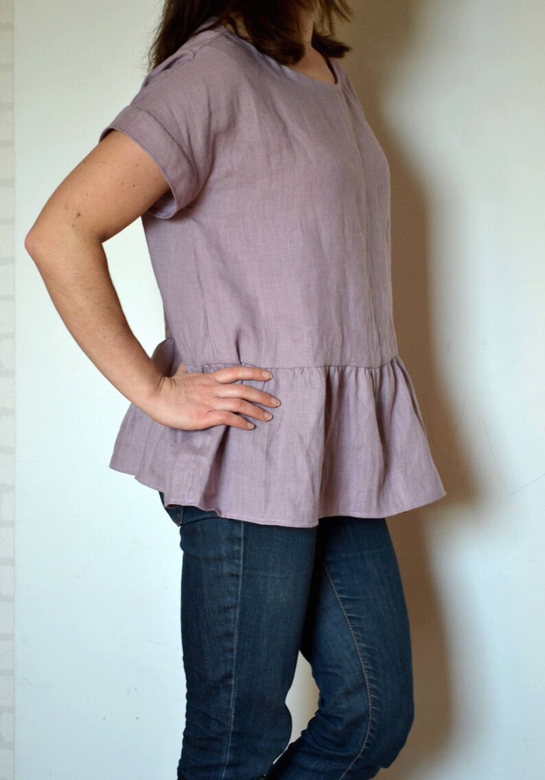 Ruffle Blouse, Ruffle Top, Linen Blouse, Linen Top, Blouse With Frills ...