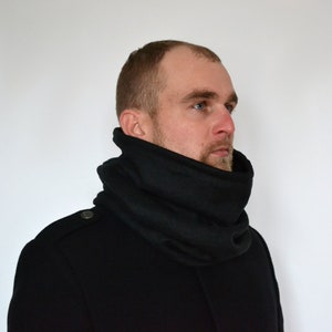 Men's cowl Men cowl fleece Black scarf Unisex cowl | Etsy