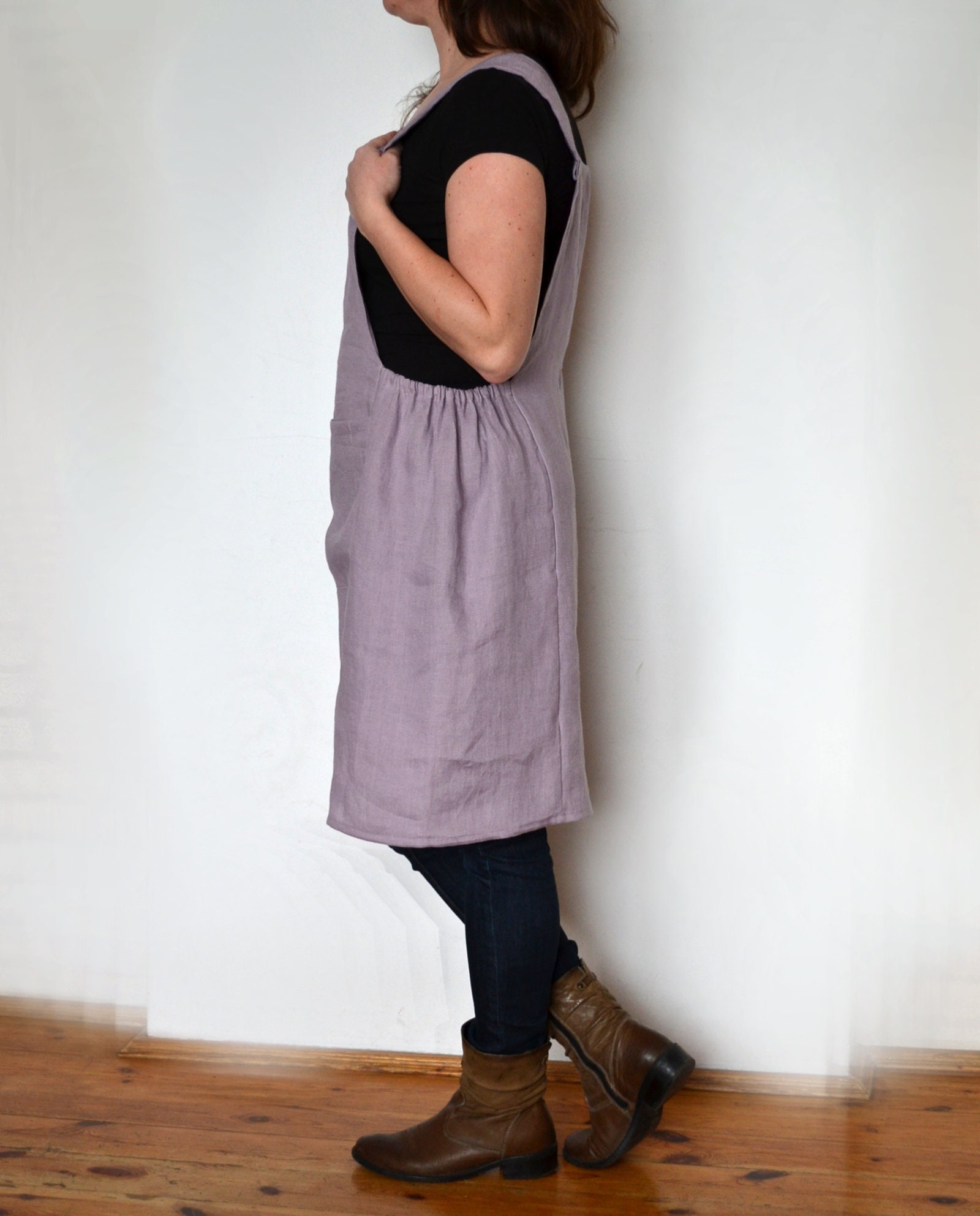 Apron Dress, Linen Apron Dress, Artist Apron, Woman Apron, Artist Smock ...