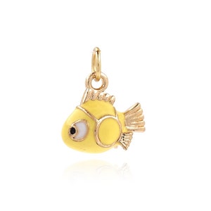 Nautical Charm,sea Life Necklace,enamel Charm,18k Gold Filled Fish ...