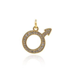 Micropavé CZ Mars Symbol Pendant, 18K Gold Filled Planet Symbol Pendant ...