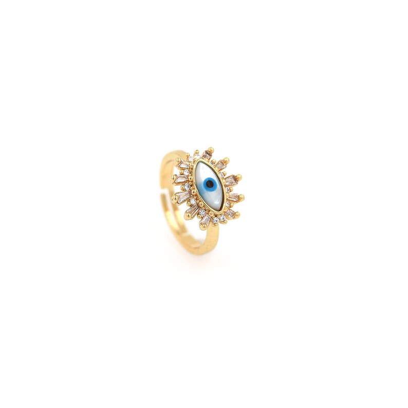 Shell Eye Ringthin Ring,micropave CZ Evil Eye Ring,18k Gold Filled ...