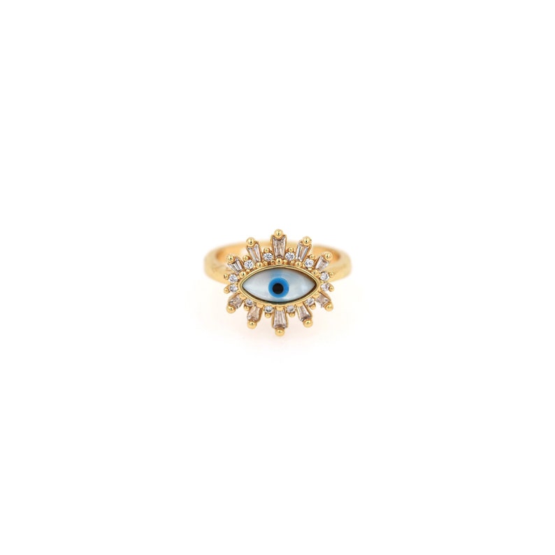 Shell Eye Ringthin Ring,micropave CZ Evil Eye Ring,18k Gold Filled ...