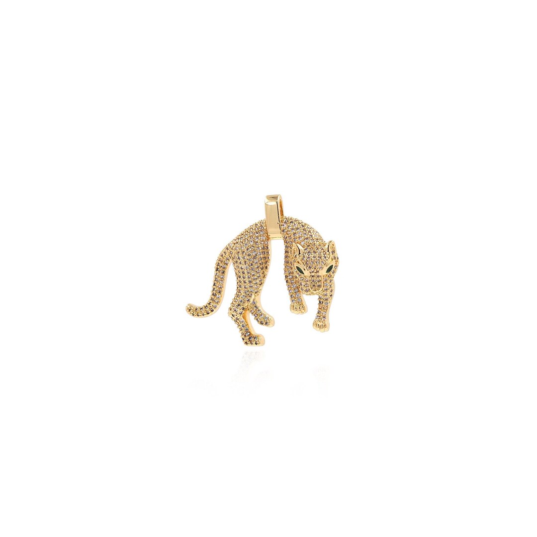 Leopard Necklace, Feline Charm, Leopard Charm, 18K Gold Filled Wildlife ...