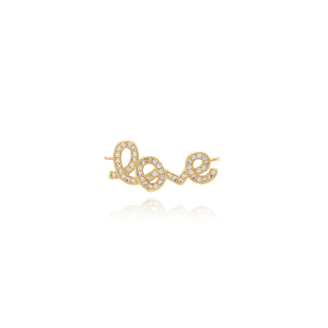 18K Gold Filled Letter Connector, Micropavé CZ LOVE Charm, Alphabet ...