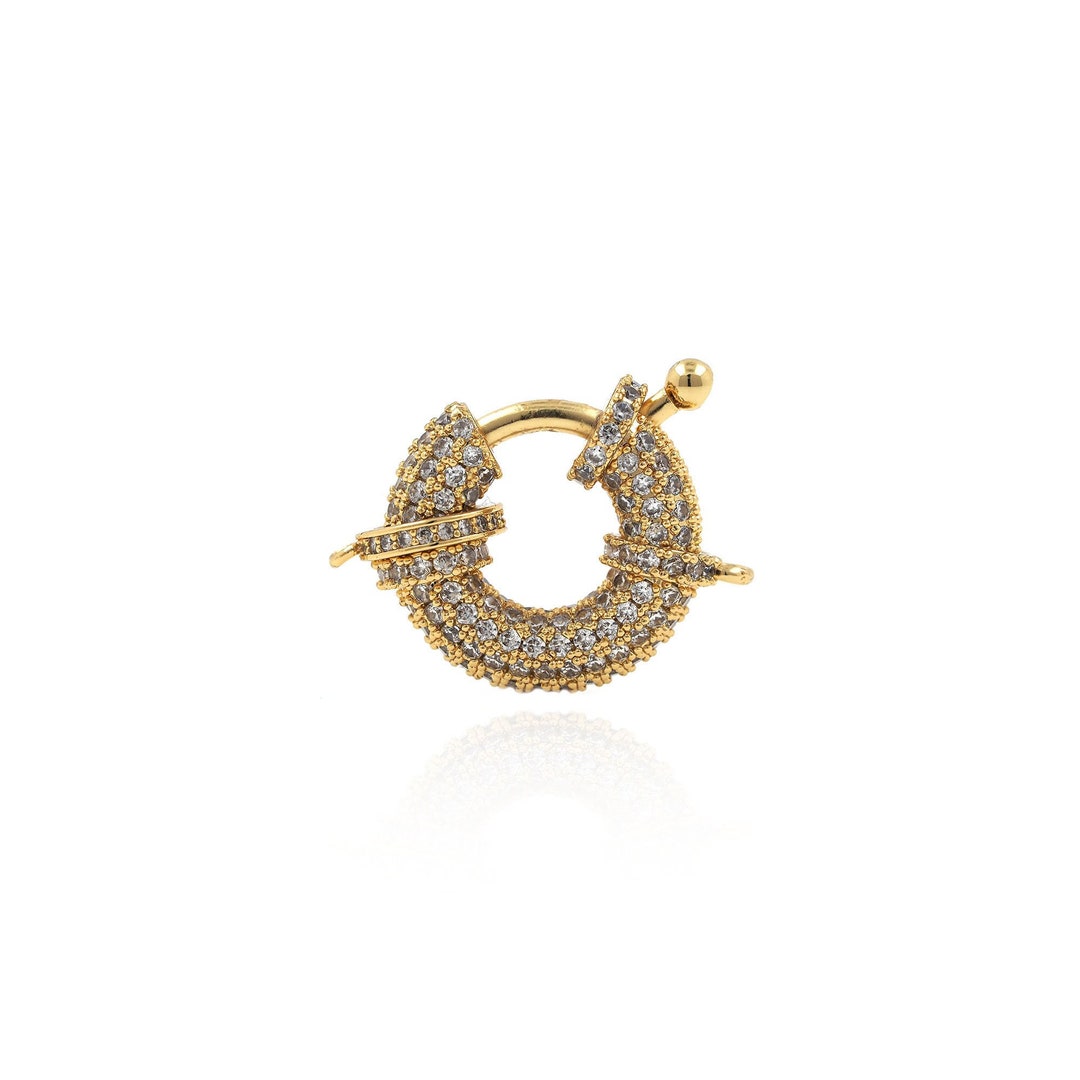 18K Gold Filled Sailor Clasp,spring Ring,round Clasp，micropavé CZ ...