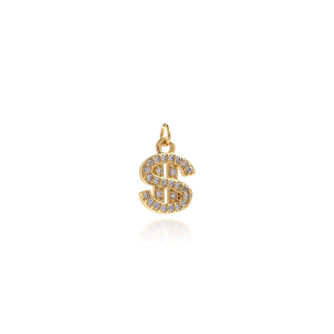 Dollar Charm,18k Gold Filled Money Symbol Pendant,micropavé CZ Money ...